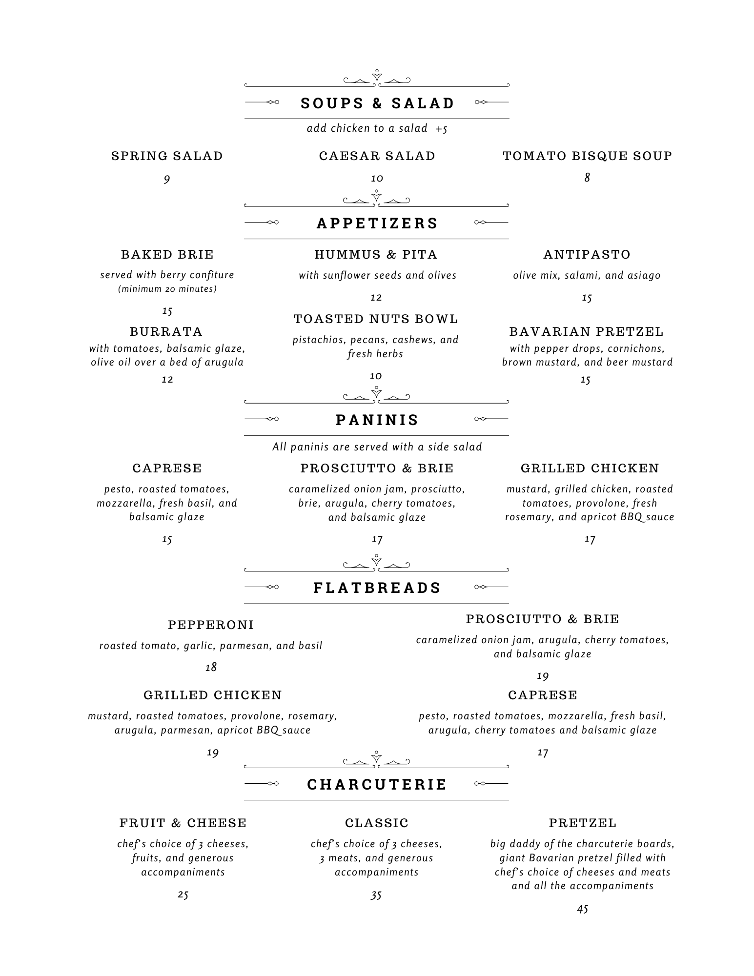 Food Menu – Evermore Wine Bar & Cafe